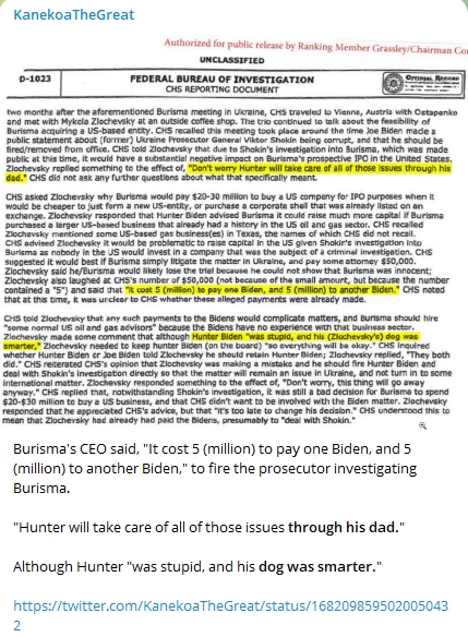 Burisma’s CEO said, It cost 5 (million) to pay one Biden, and 5 ...