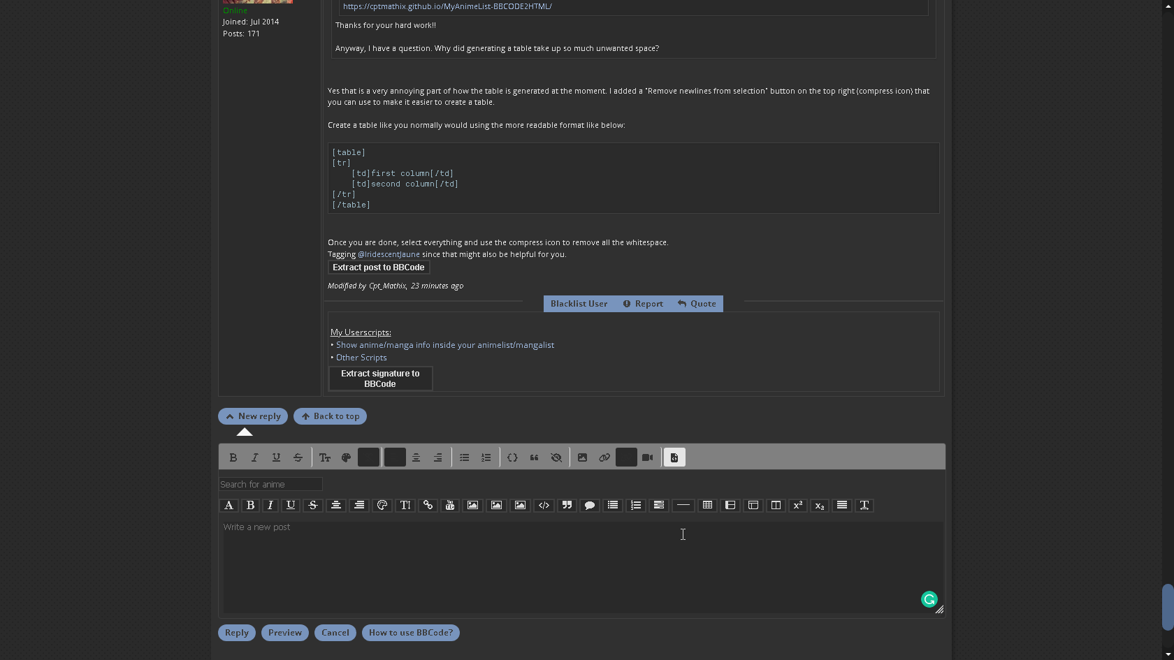 Bbcode Live Preview When Editing Profiles - Forums - MyAnimeList.net