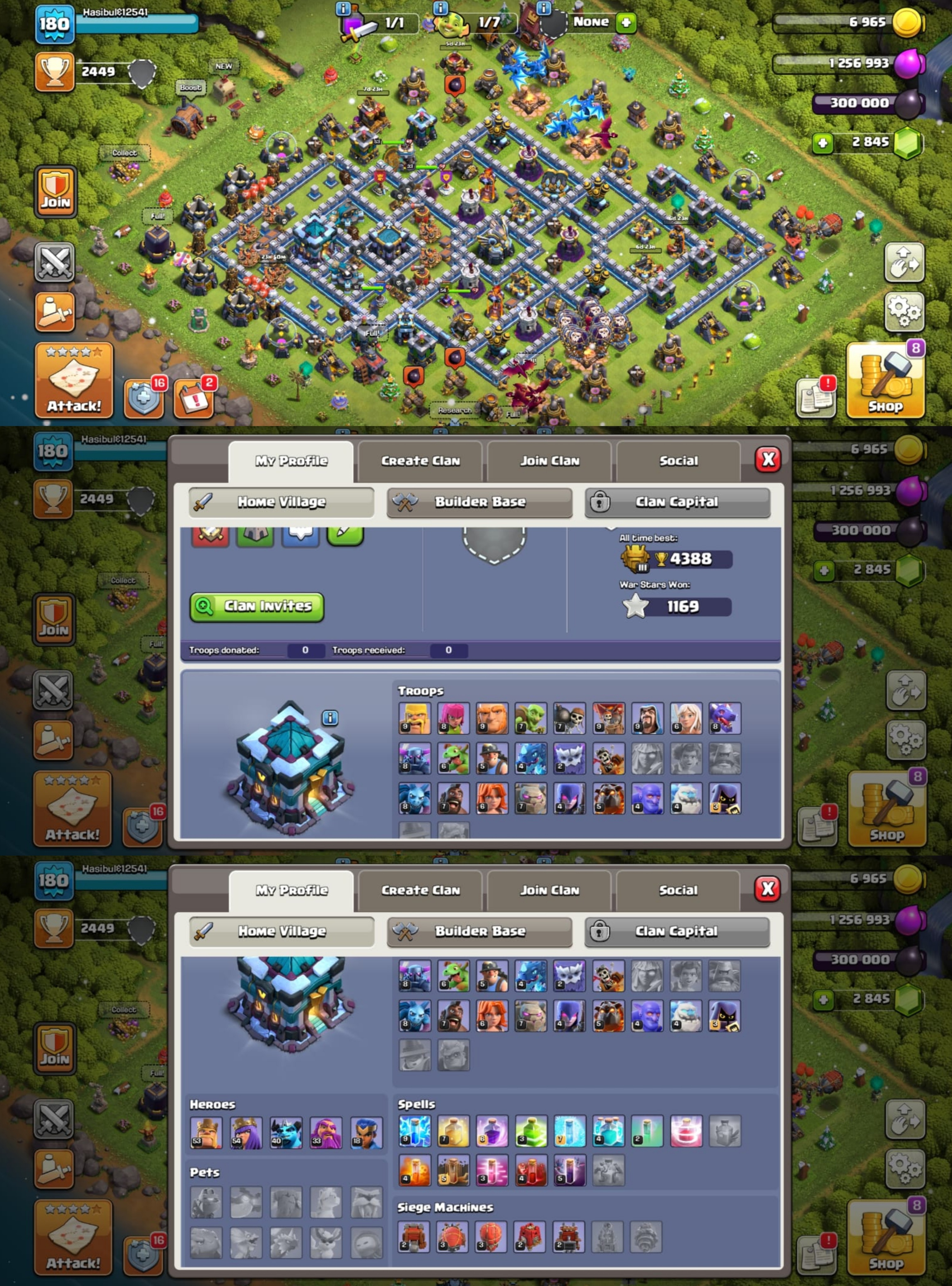 Buy Th13 Near Max~Hero:53-54-40-33-18~6Builders~XP-180~NC 500~CWL-372 ...