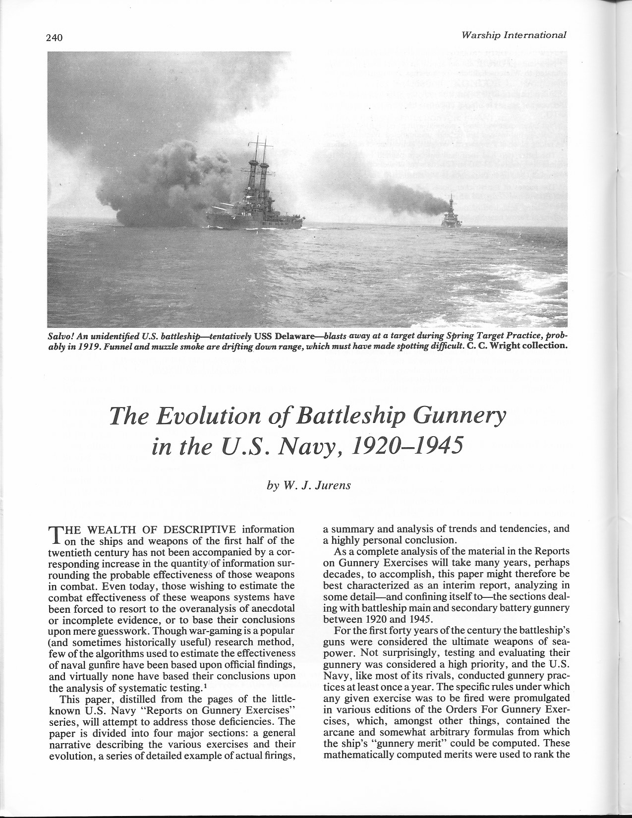 The evolution of Battleship Gunnery in the US Navy, 1920-1945 ...