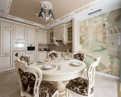 Example Of A Classic L Shaped Enclosed Kitchen Design In Moscow With ...