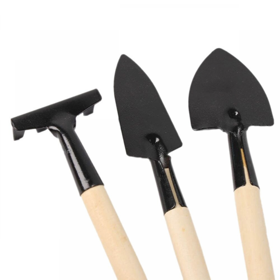 SELLT Set de mini herramientas de jardinería , metal/madera, 3 piezas