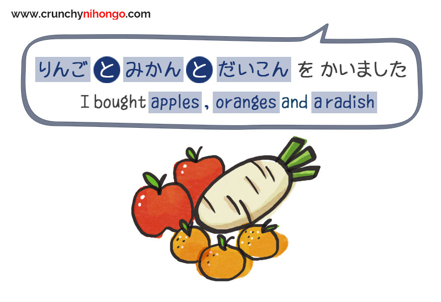Basic Particle も, と ,や, and の | Crunchy Nihongo [Old Version]