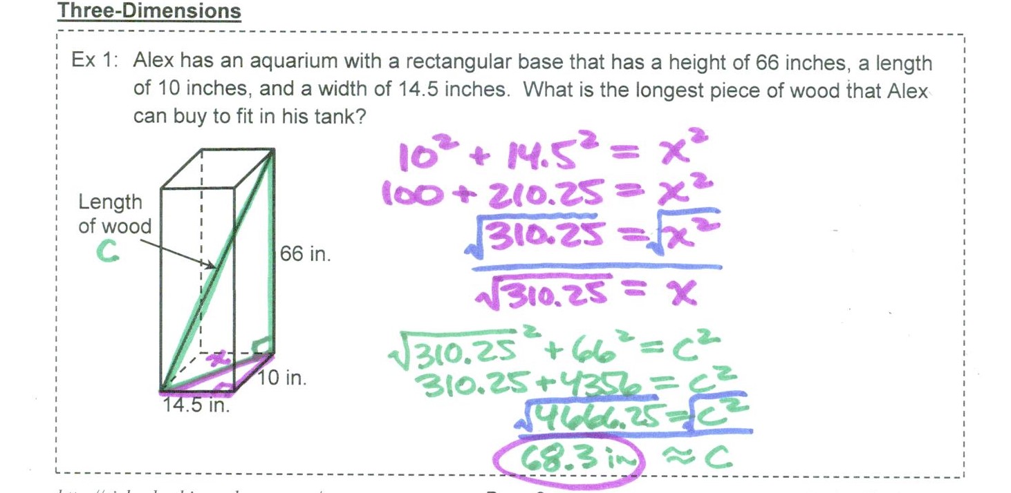 Thursday, 4/25: 7.3 Pythagorean Theorem in 3-Dimensions (Day 8 of 23 ...