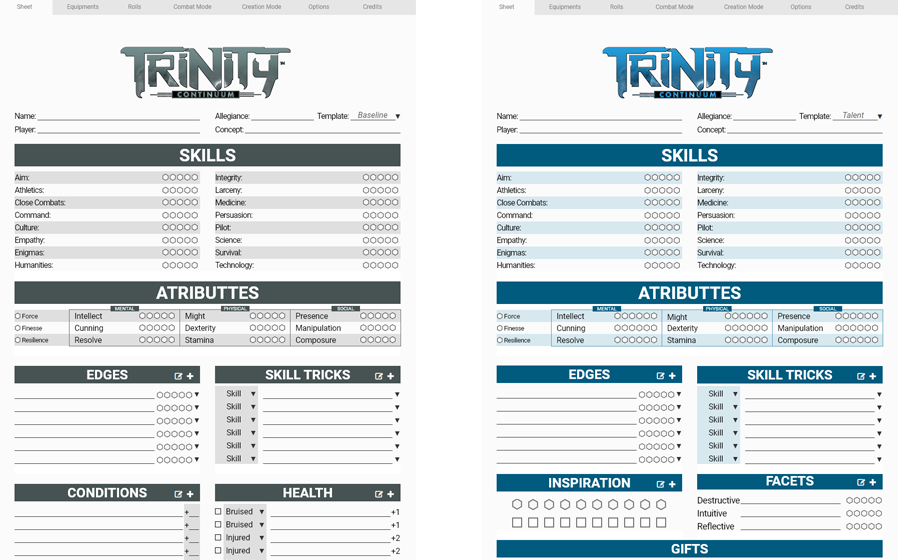 [Character Sheet] Trinity Continnum Character-Sheet Project for Roll-20 ...
