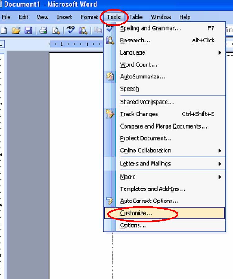 How to add some tools on M/S Word tools bar?