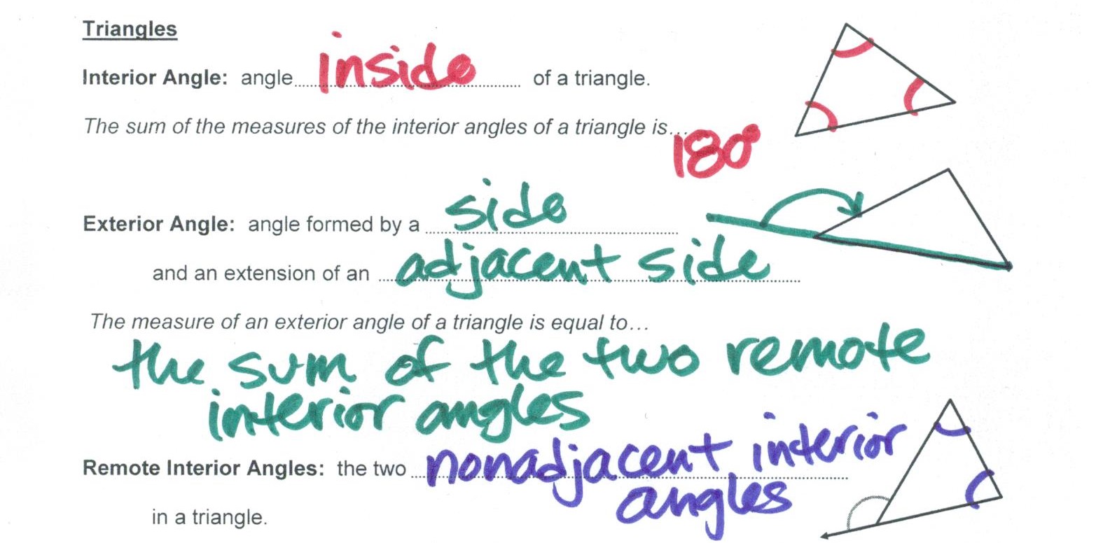 Friday, 6/7: 6.9 Triangle Interior & Exterior Angles (Day 5 of 10) | Mr ...