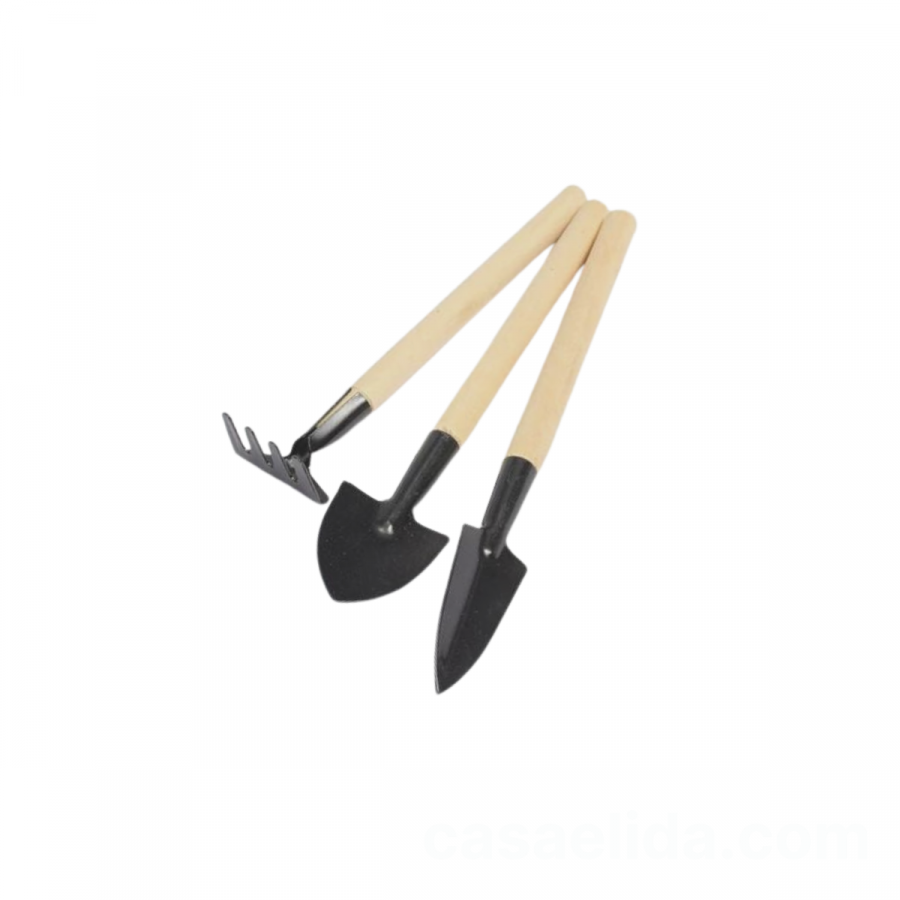 SELLT Set de mini herramientas de jardinería , metal/madera, 3 piezas