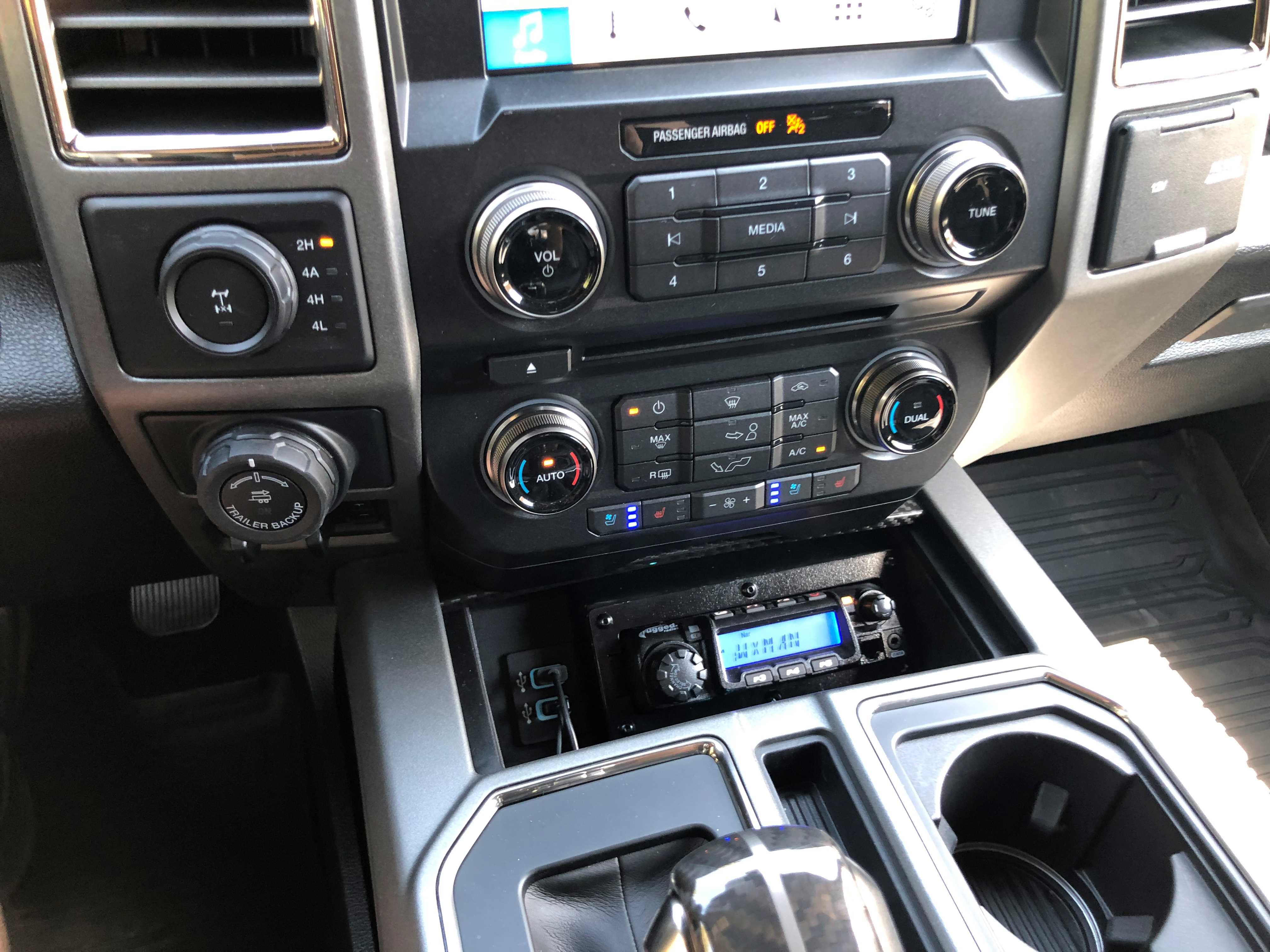 Race Radio install in center console front storage tray with cover ...