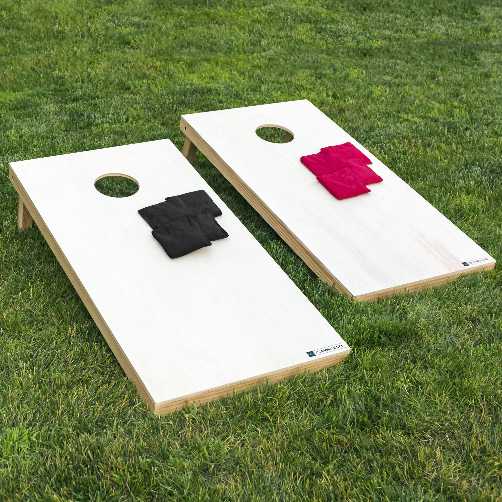 BCP 4x2ft Full Size Solid Wood Cornhole Set w/ 8 Bean Bags, Carry Bag ...