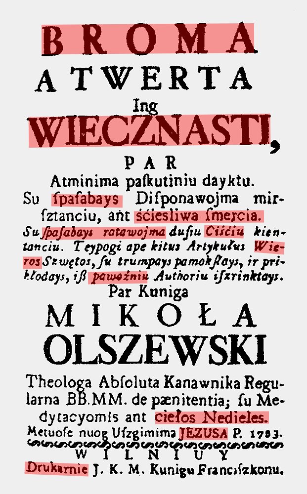 Text from the first Lithuanian book (1547) compared to contemporary ...