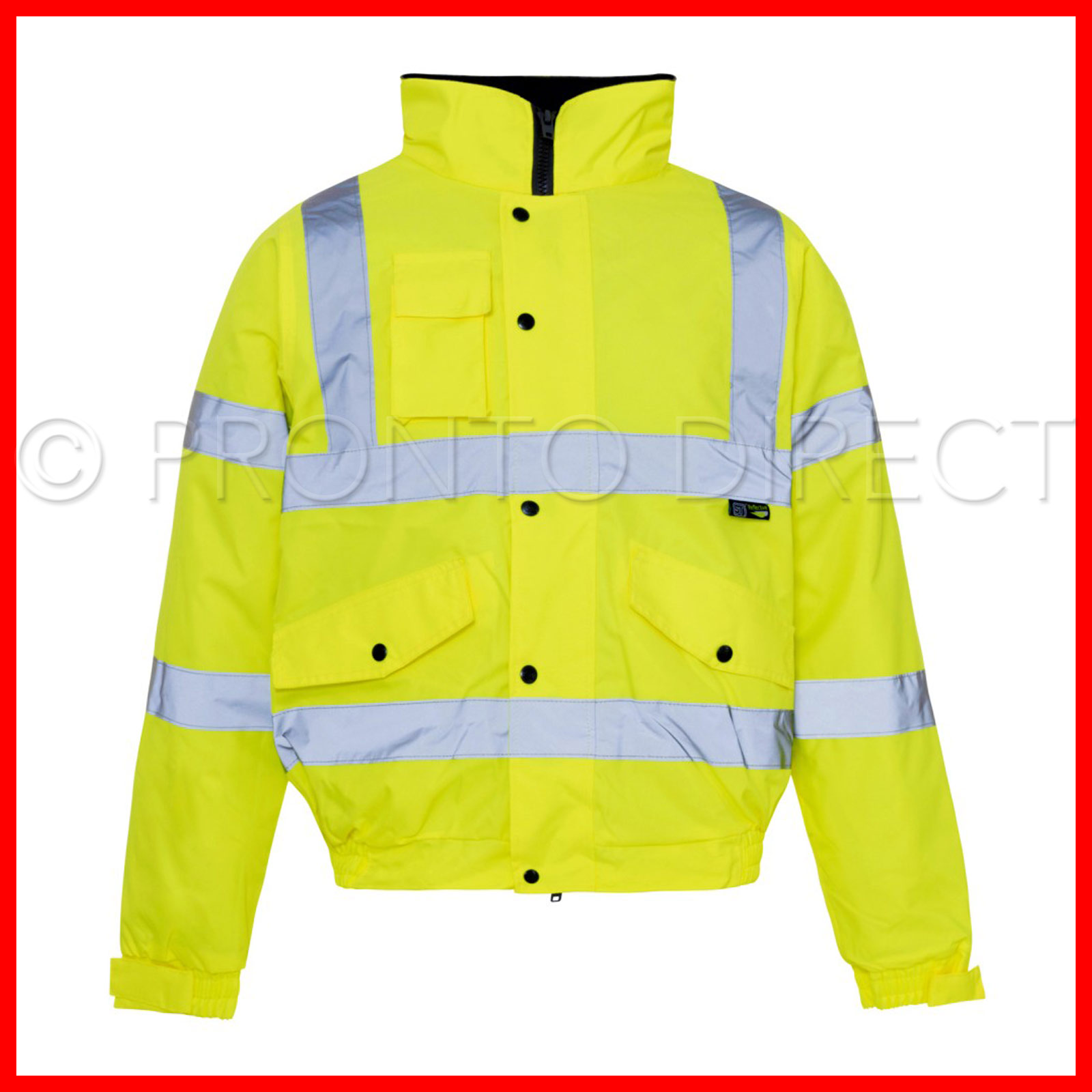 Yellow Hi Vis Bomber Jacket High Viz Visibility Storm Safety Work Coat ...