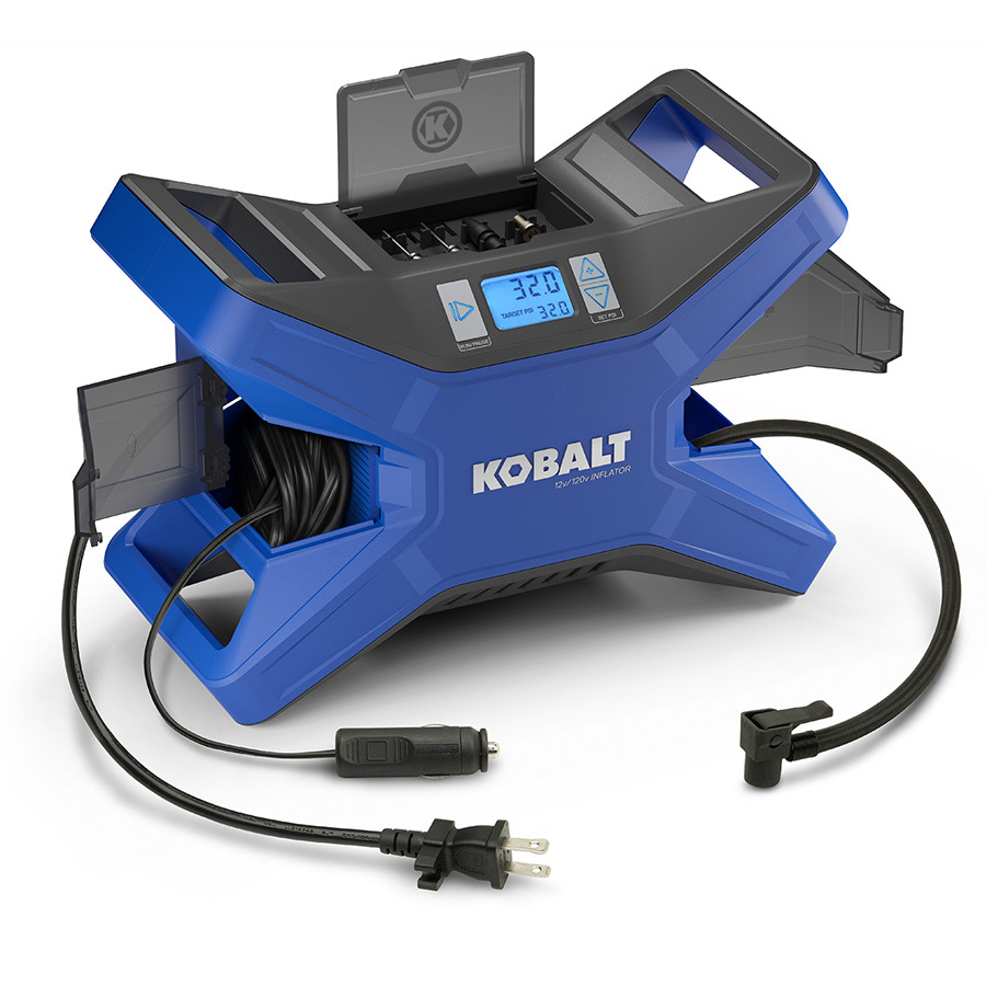 KOBALT Electric Portable Air Compressor 120 PSI 12 Volt & 120 Volt Tire ...