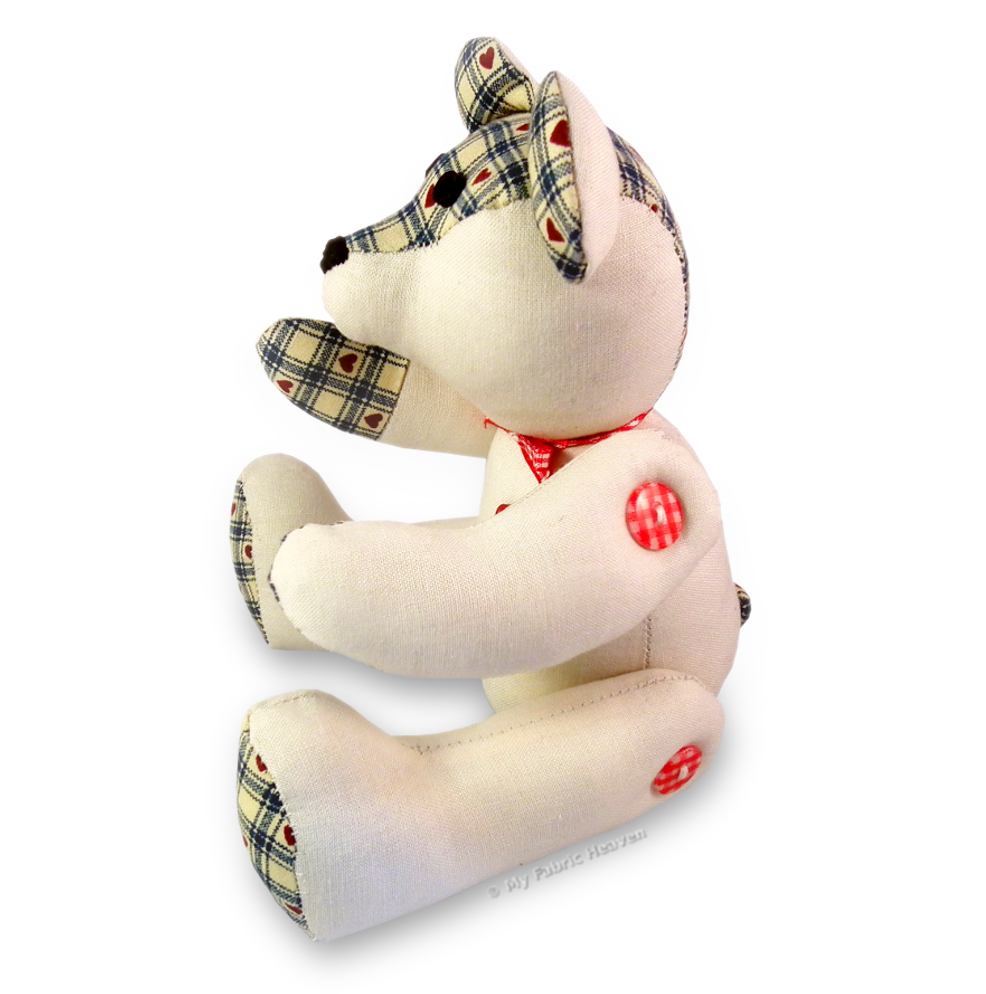Fabric Teddy Memory Bear. Button Jointed 9" Sewing PATTERN Soft Toy ...