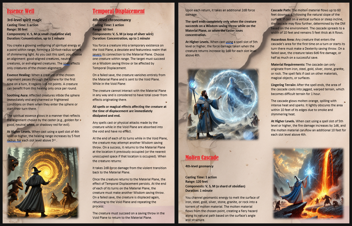 60 New spells Compendium for 5th edition with illustration - Map ...