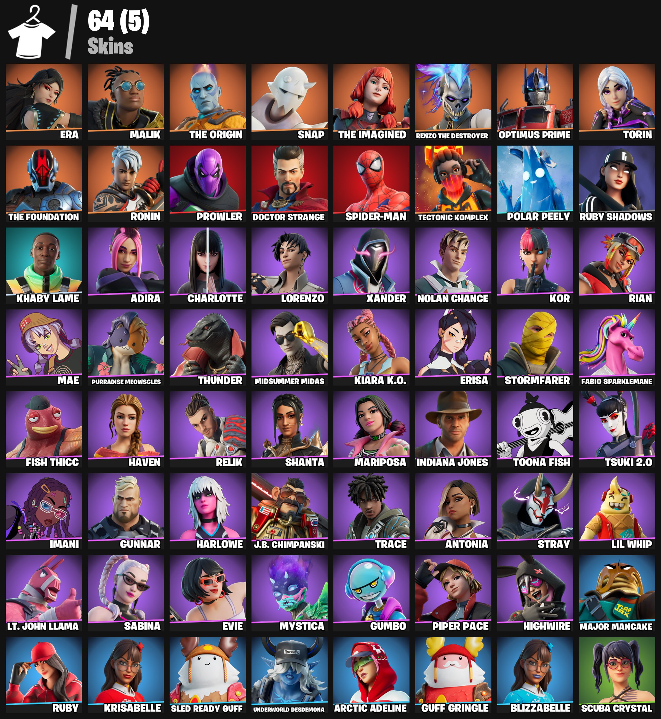 Buy 【64 SKINS】 (PC/PSN/XBOX) RUBY | SPIDER-MAN | INDIANA JONES | ERA ...