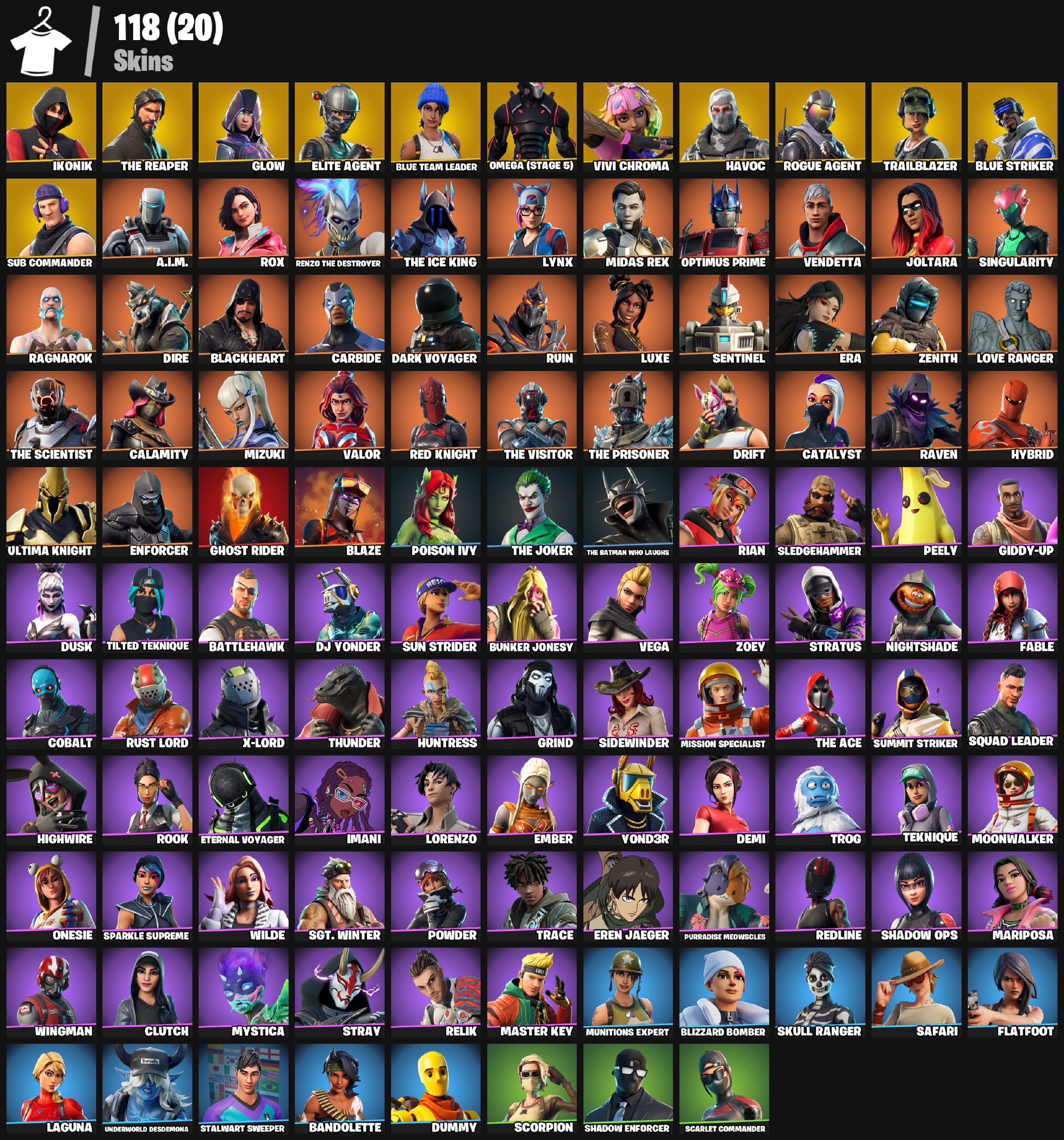 Buy 【118 SKINS】 (PC/XBOX) IKONIK | THE REAPER | GLOW | ELITE AGENT ...