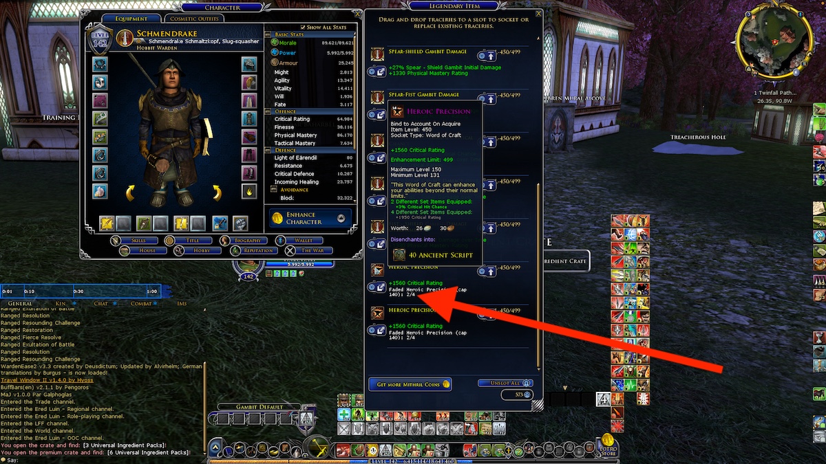 Word of Craft Set Bonuses, "cap 140" | The Lord of the Rings Online Forums