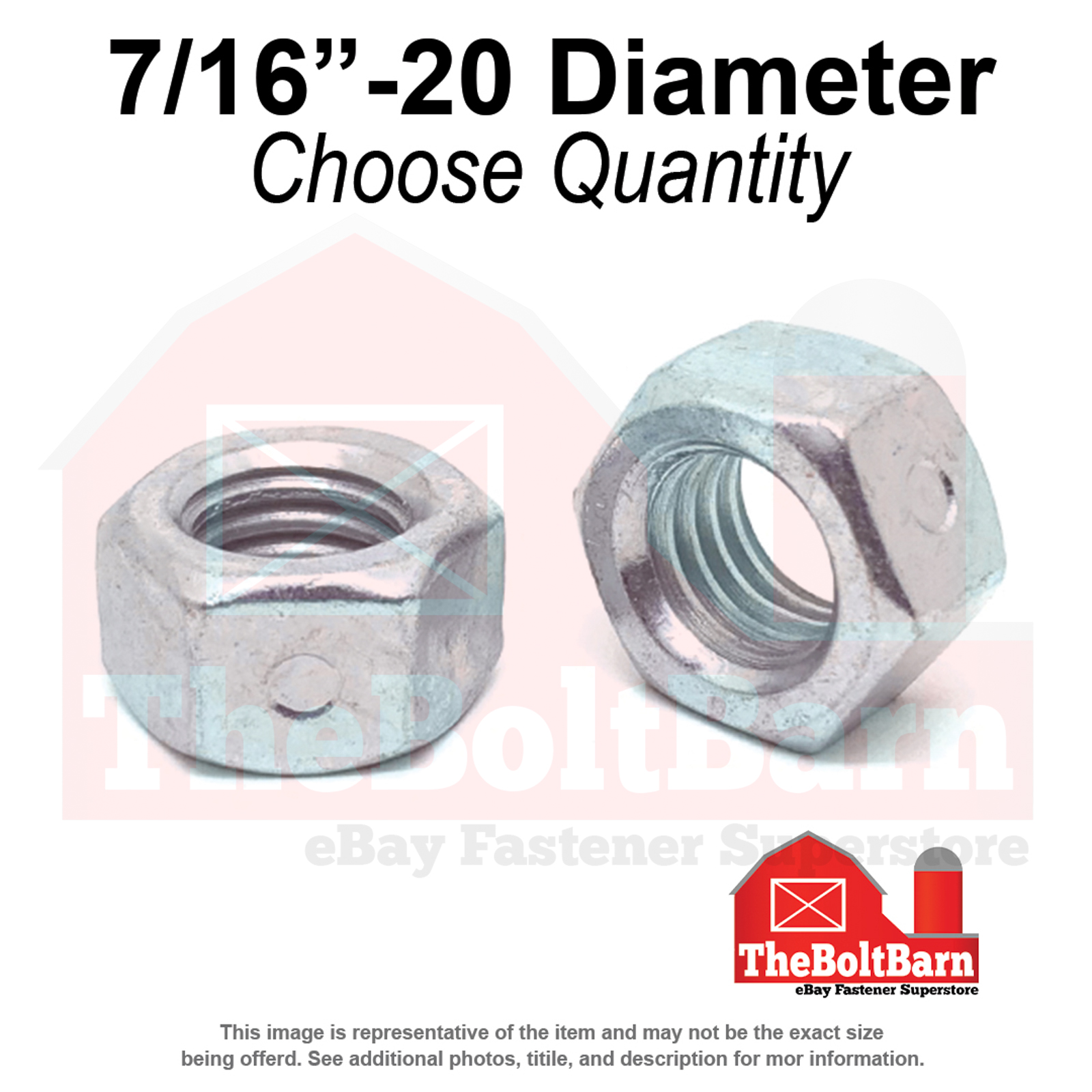 7/16"-20 Grade 2 Two Way Reversible Hex Lock Nut Zinc Coarse Thread ...
