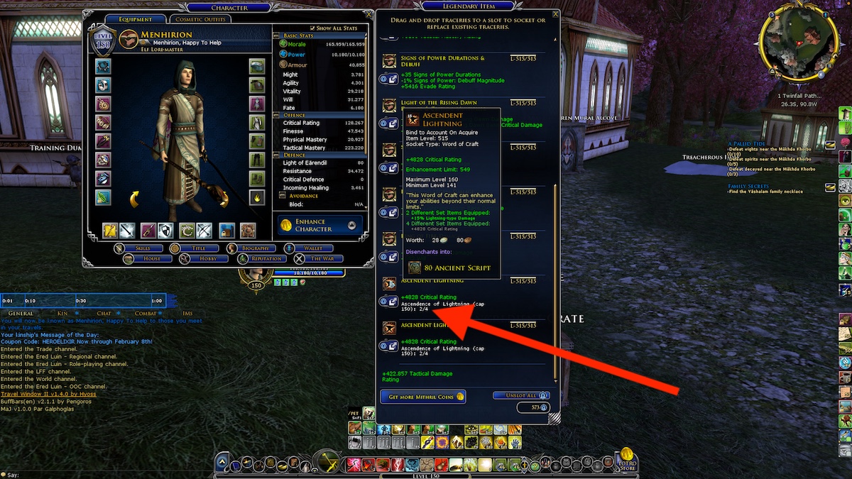 Word of Craft Set Bonuses, "cap 140" | The Lord of the Rings Online Forums