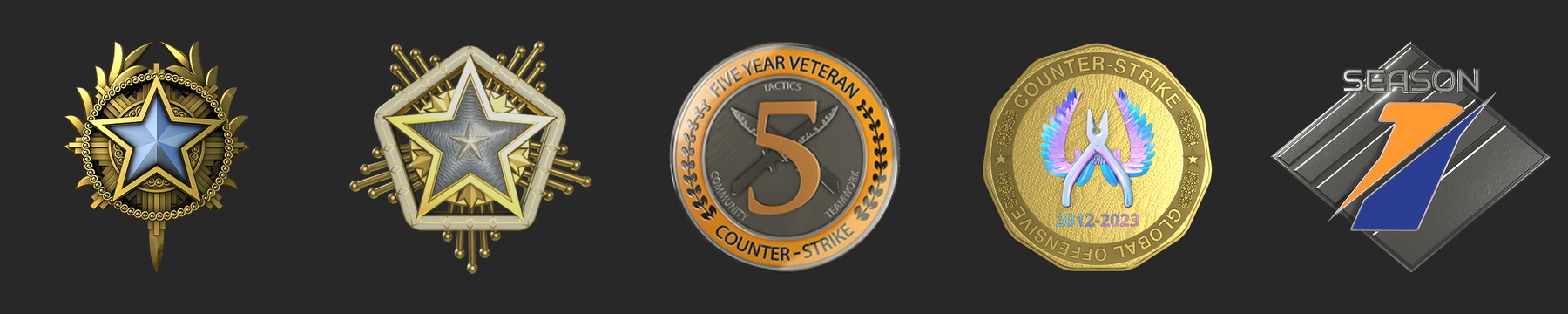 5 MEDALS丨2020 | 2024 | 5 Year Veteran | Global Offensive Badge ...