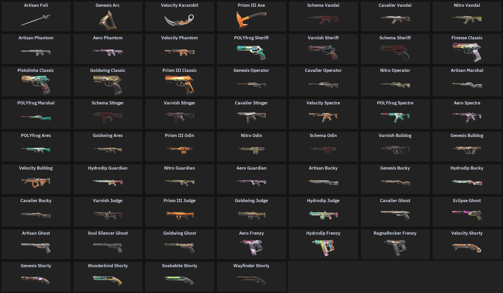 NA【4 KNIVES | 60 SKINS】ARTISIAN FOIL | GENESIS ARC | VELOCITY KARAMBIT ...