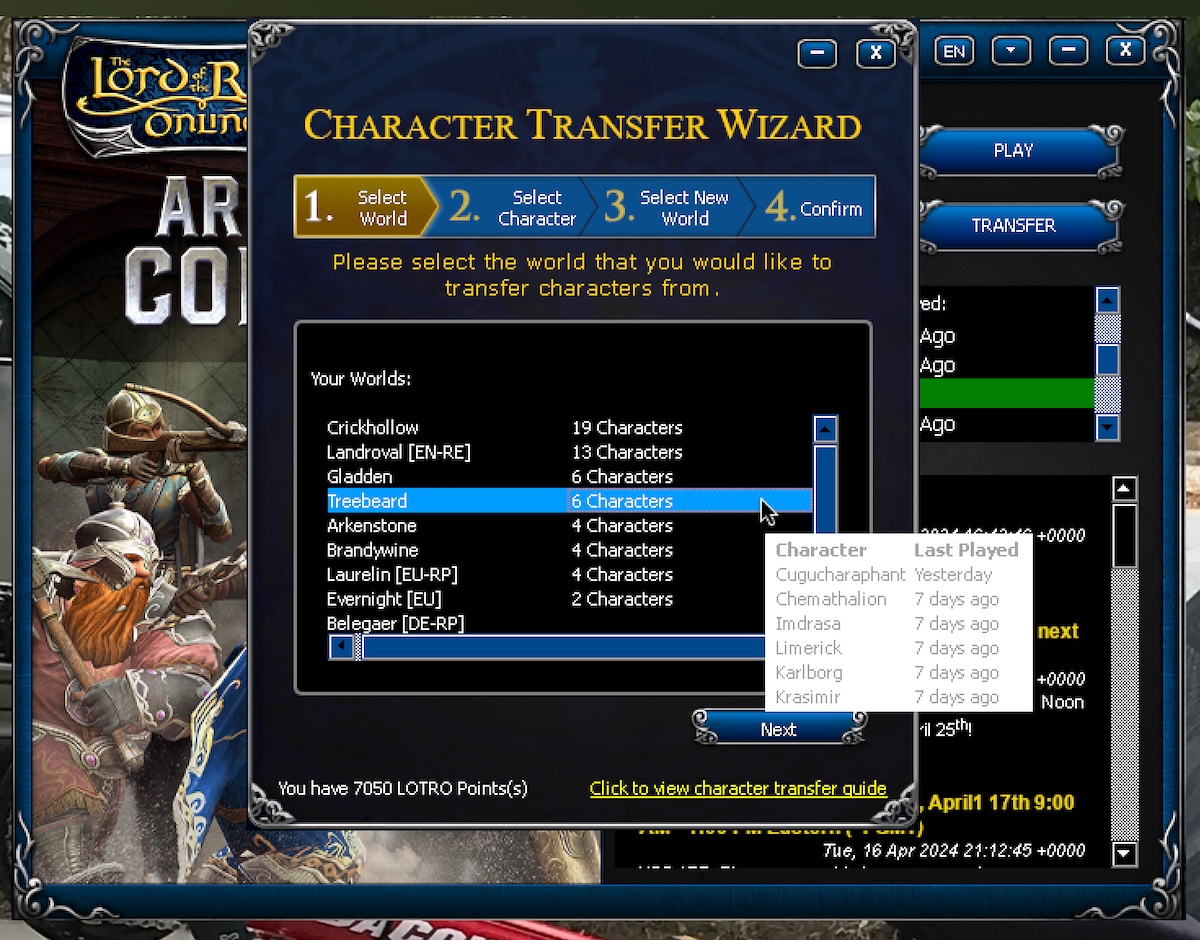 How to transfer a character? | The Lord of the Rings Online Forums