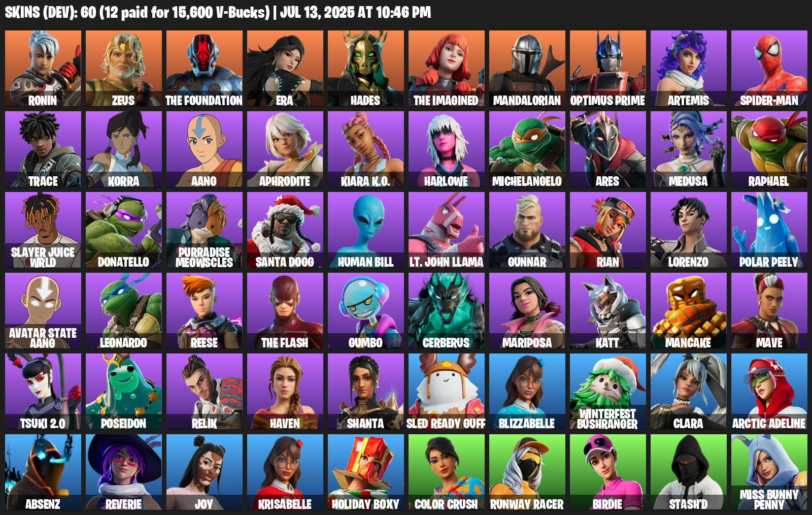 Buy 304 Items: 60 Skins | 89 PK | 73 EM [Ronin, Zeus, The Foundation ...