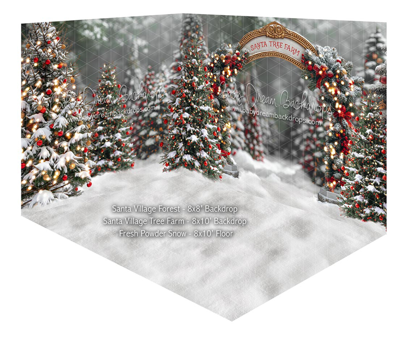 Fabric Room Santa Village Forest + Santa Village Tree Farm + Fresh Pow ...