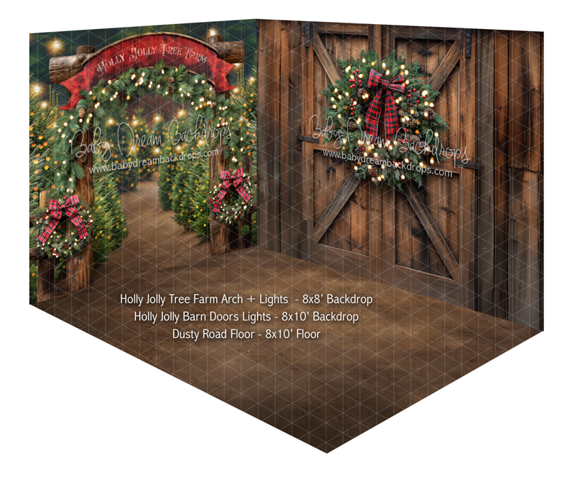 Fabric Room Holly Jolly Tree Farm Arch + Lights + Holly Jolly Barn Doo ...