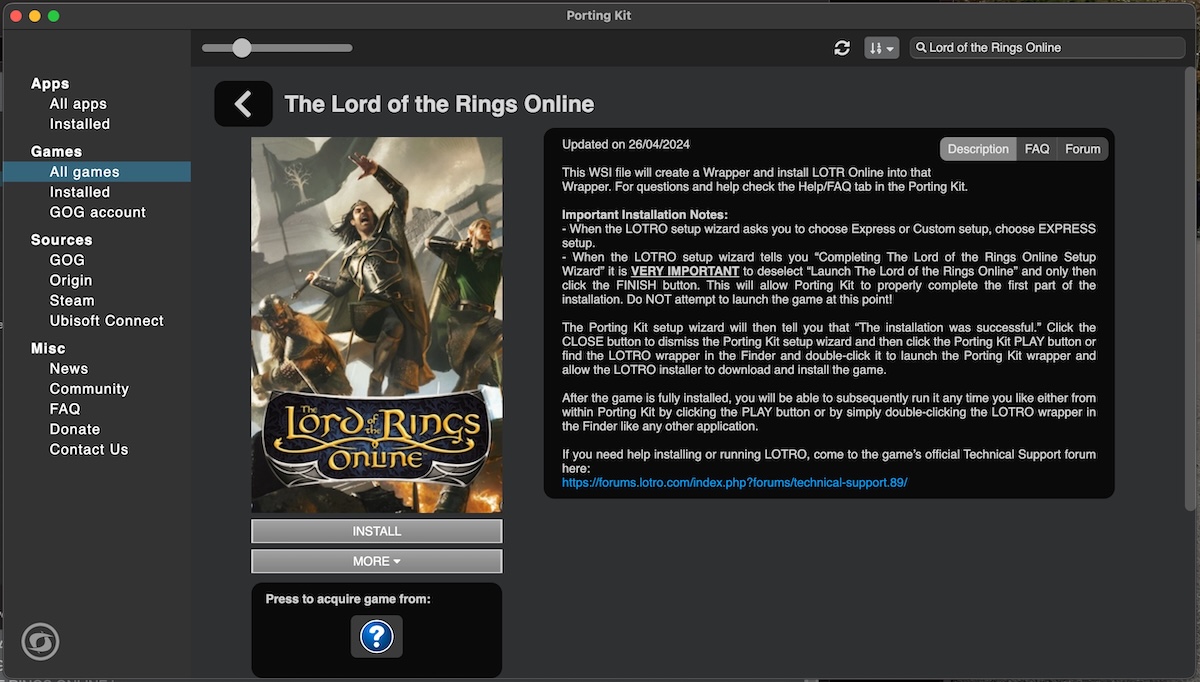 Mac: Detailed instructions for installing LOTRO with Paul the Tall's ... Mac: Detailed instructions for installing LOTRO with Paul the Tall's ...