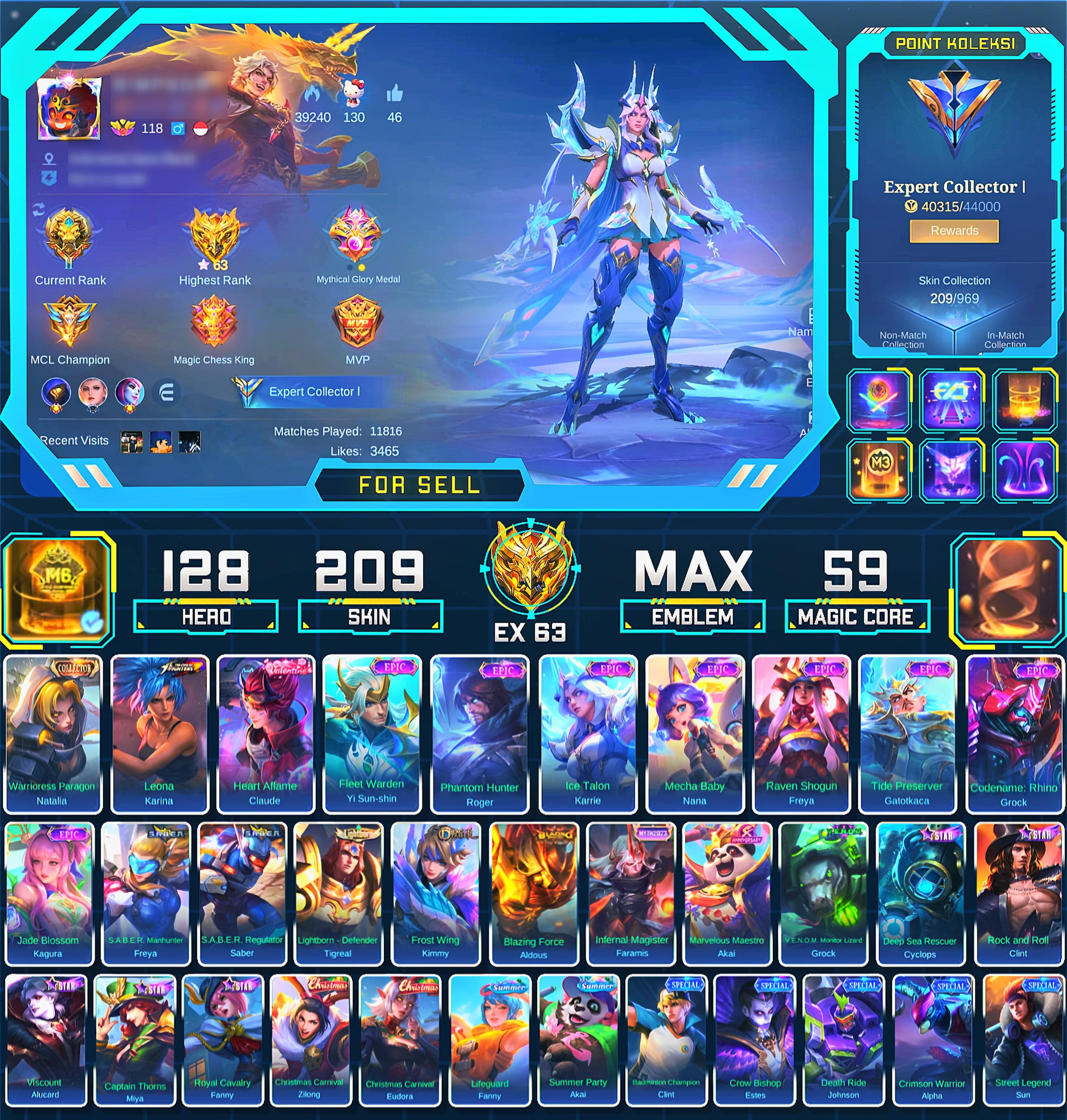 Buy EPIC KARRIE | Hero 128 - Skins 209 | COLLECTOR NATALIA - KOF KARINA ...