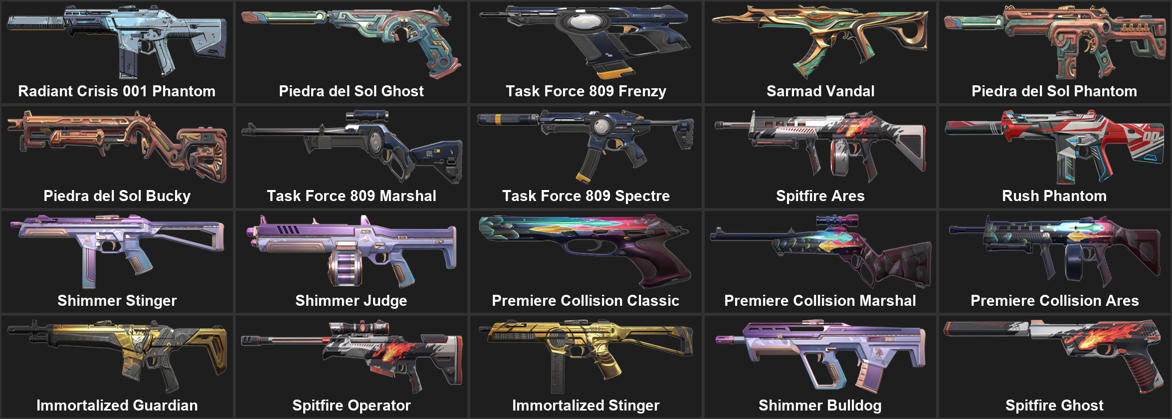 Buy EU 【20 SKINS】 4K VP spent | Radiant Crisis 001 Phantom | Sarmad Vandal | Piedra del Sol ...