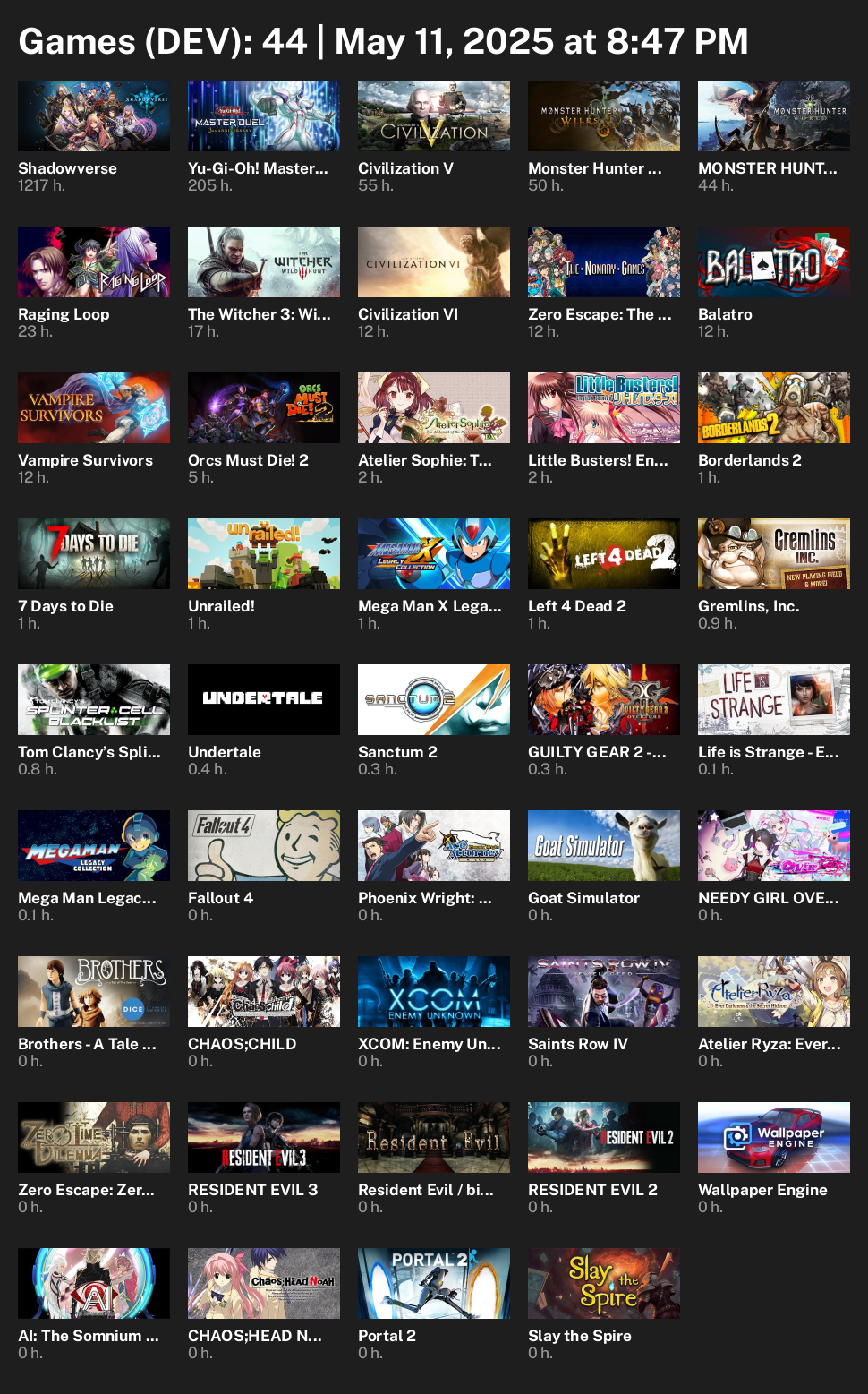 Buy 61 Games ($604) • Steam 6 LVL, 8 YRS • Shadowverse (1217h), Yu-Gi ...