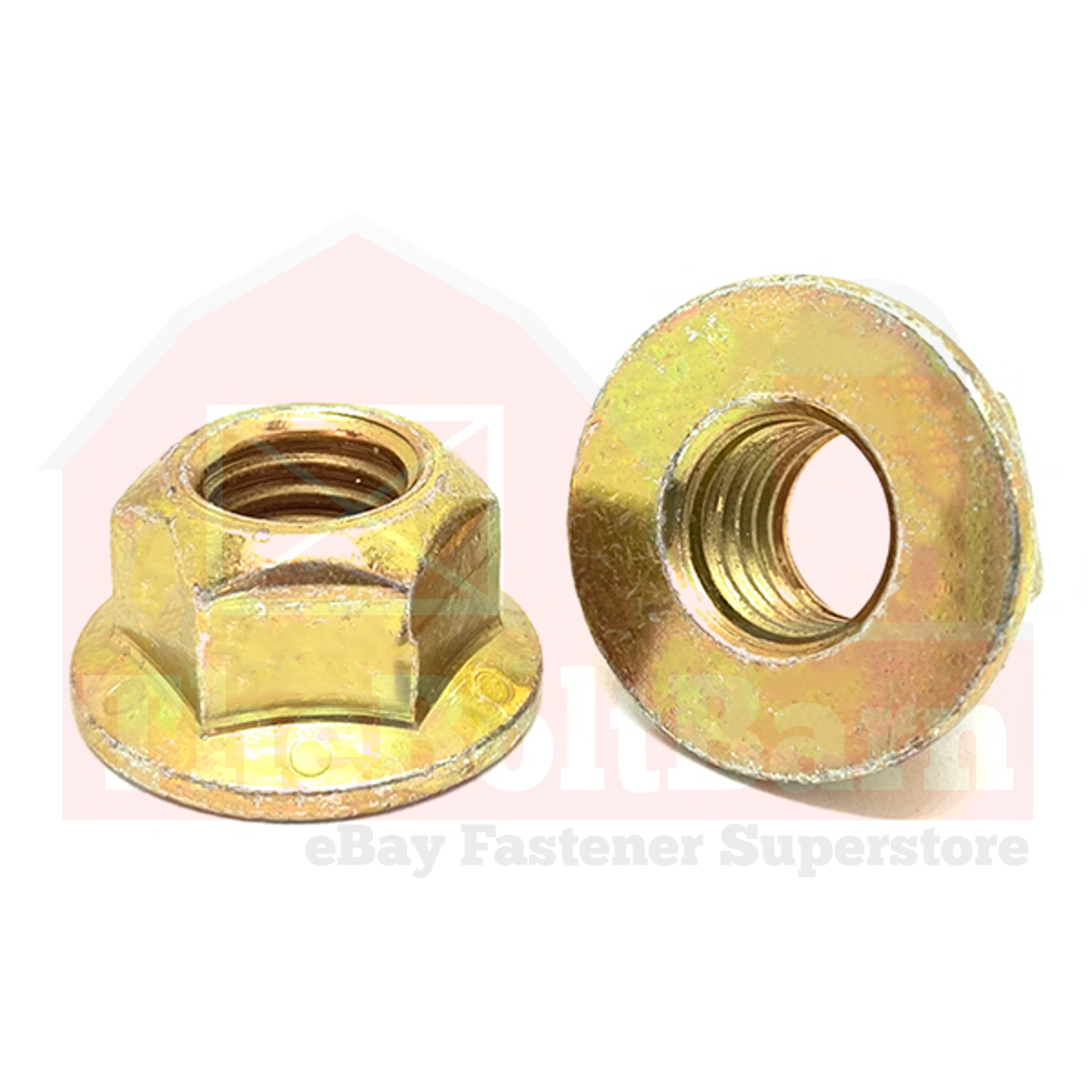 M10-1.5 Class 10 Hex Flange Top Lock Nuts Zinc Yellow Coarse Thread ...
