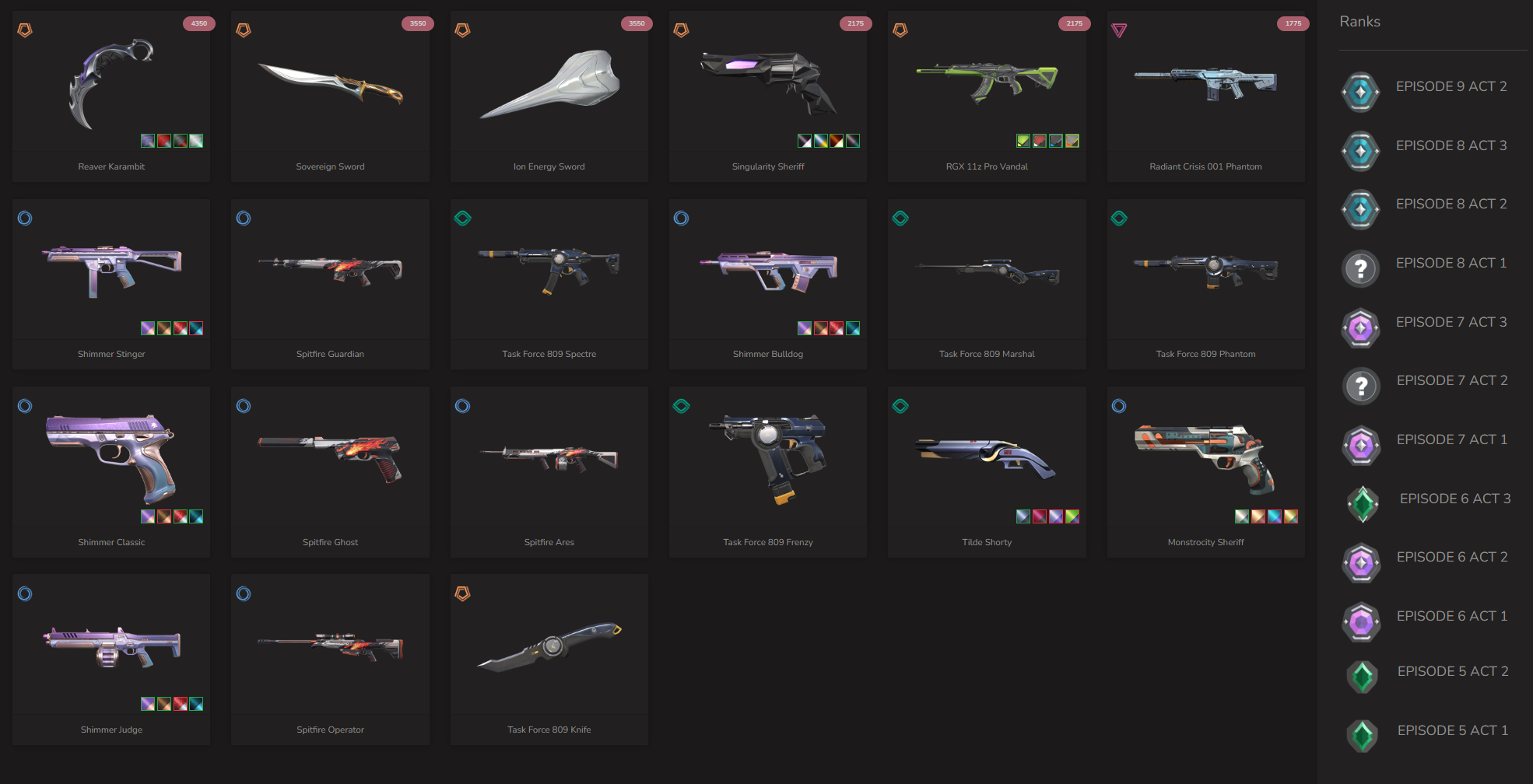 EU-TR 【21 SKINS 18575 VP Spent Reaver Karambit Ion Energy Sword RGX ...