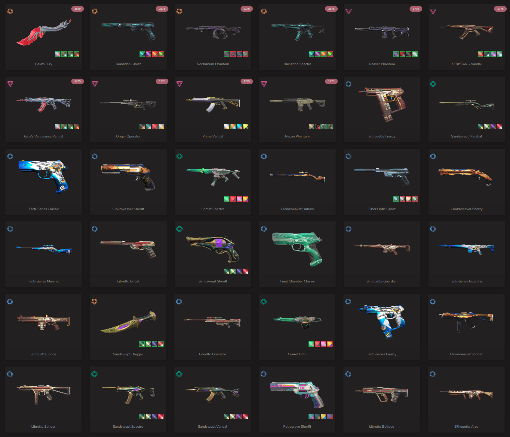 Buy EU-TR【36 SKINS 22725 VP Gaia's Fury Nocturnum Phantom XERØFANG ...