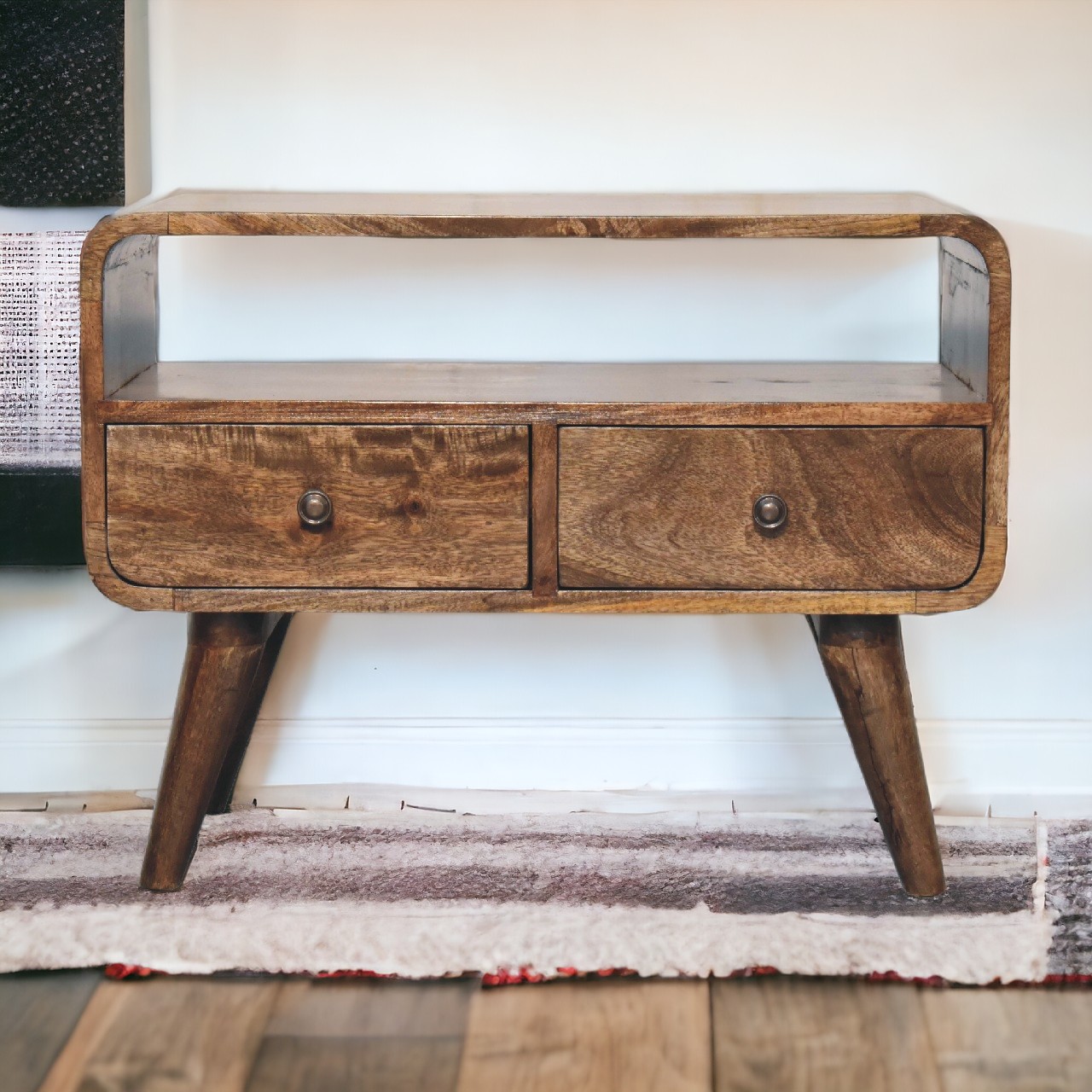 Mini Grey Washed Curved Media Unit – kneepillow.co.uk